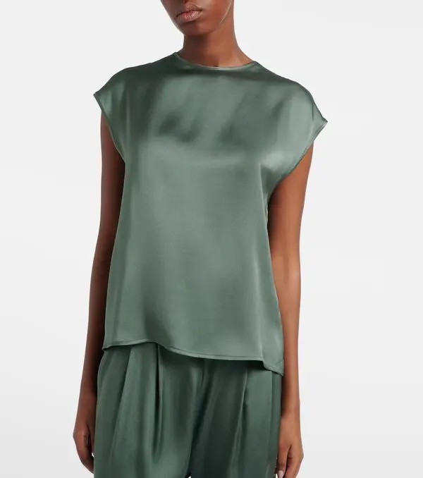 Asceno Dasha Silk Twill Top - Green