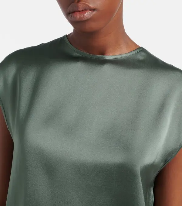 Asceno Dasha Silk Twill Top - Green