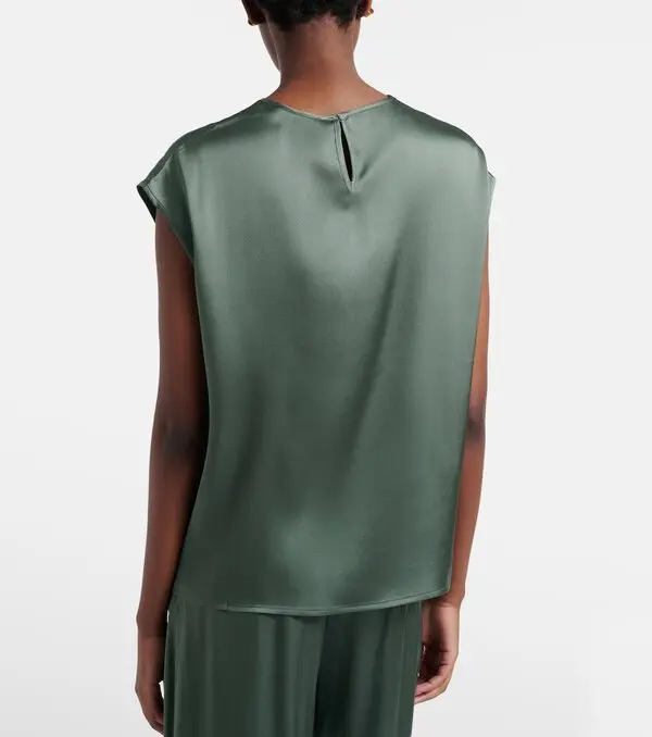 Asceno Dasha Silk Twill Top - Green