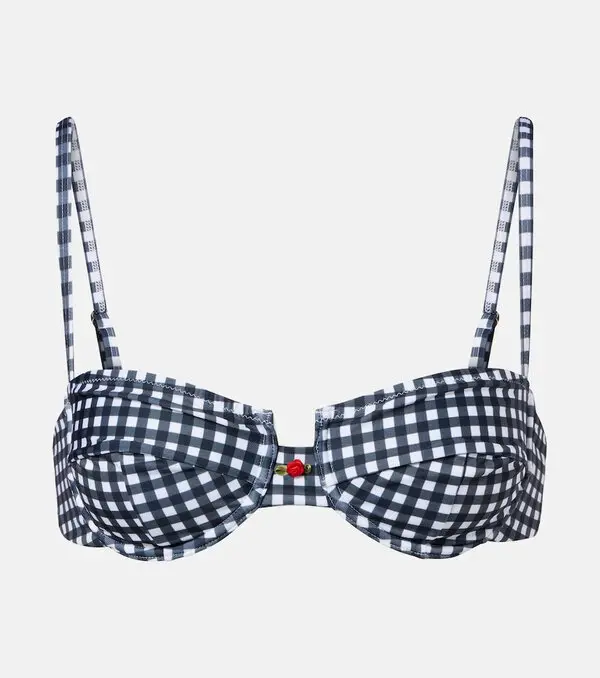 BANANHOT Esme Gingham Bikini Top - Black