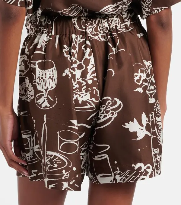 Asceno Zurich Printed Silk Twill Shorts - Brown