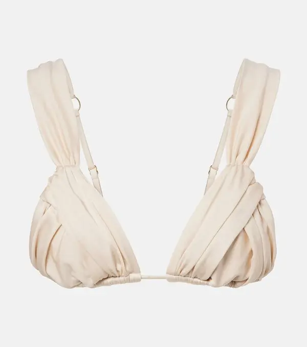 BANANHOT Iris Draped Bikini Top - Beige