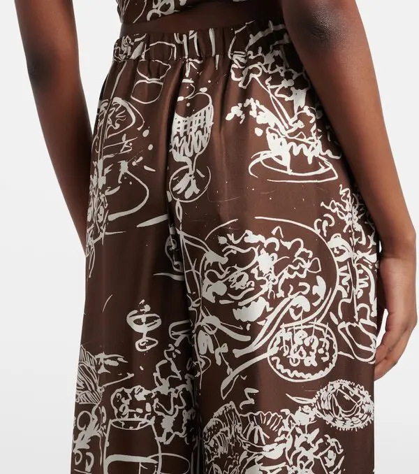 Asceno Isola Printed Silk Twill Wide-leg Pants