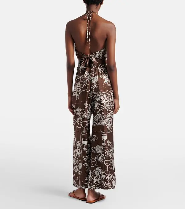 Asceno Isola Printed Silk Twill Wide-leg Pants