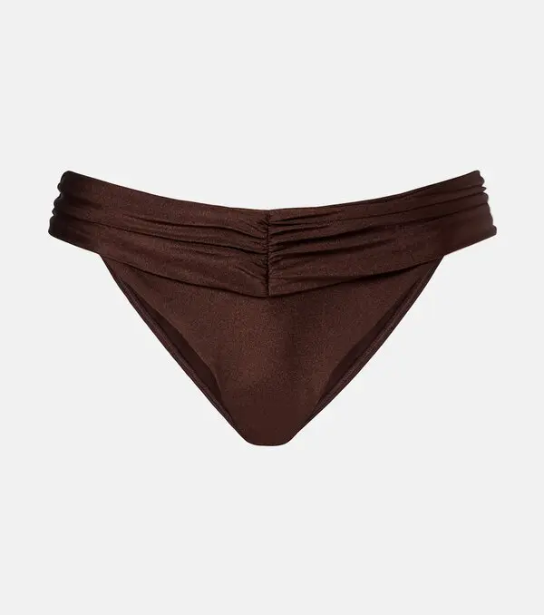 BANANHOT Iris Ruched Bikini Bottoms In Sage - Brown