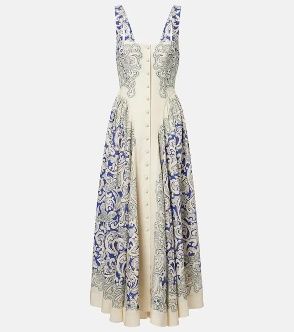 ALEMAIS Alémais Printed Linen-blend Dress - White