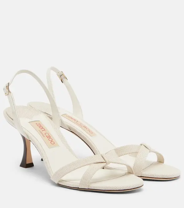 JIMMY CHOO Elsy Canvas Slingback Sandals - White