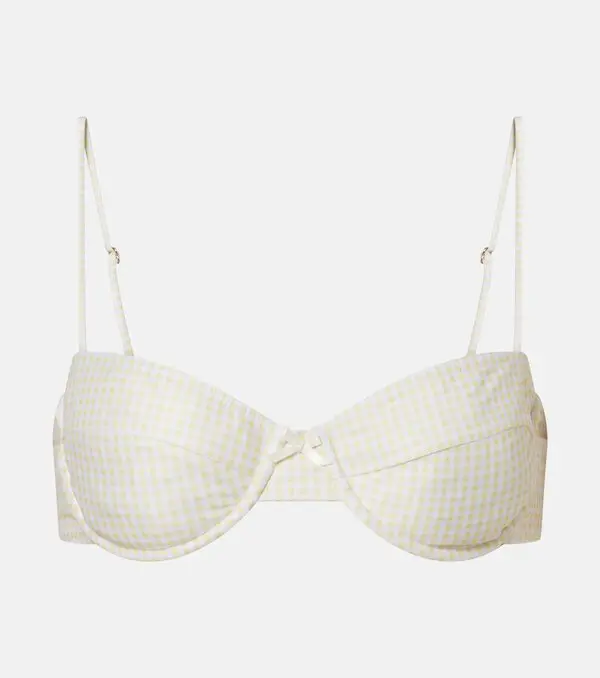 Faithfull The Brand Arelli Gingham Bikini Top - Yellow