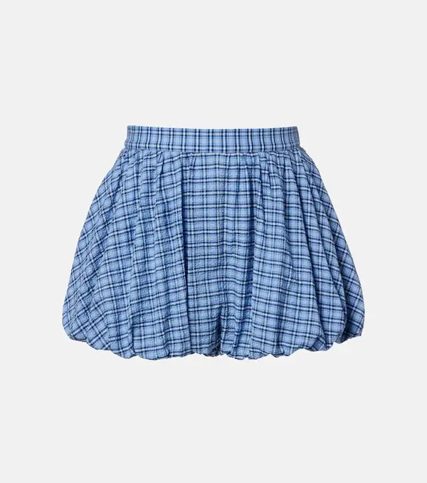 Faithfull The Brand Mira Checked Cotton Shorts - Blue