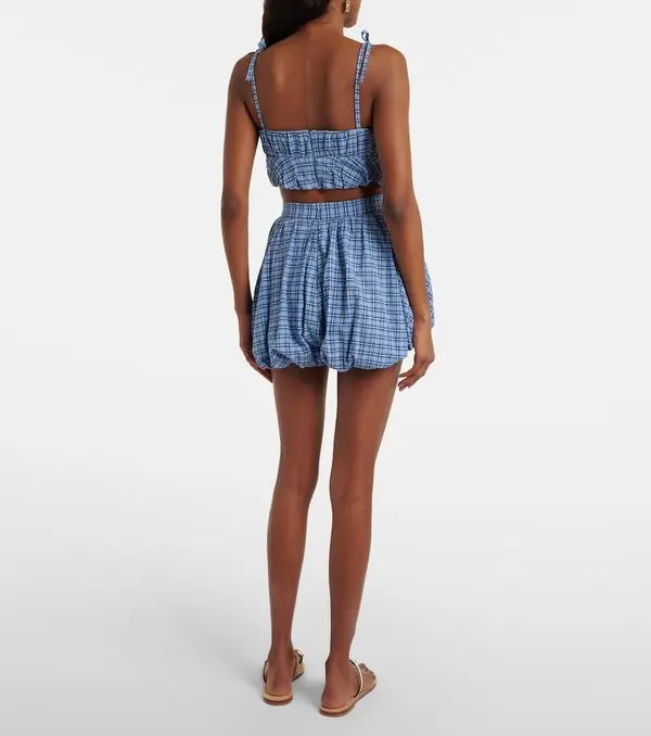 Faithfull The Brand Mira Checked Cotton Shorts