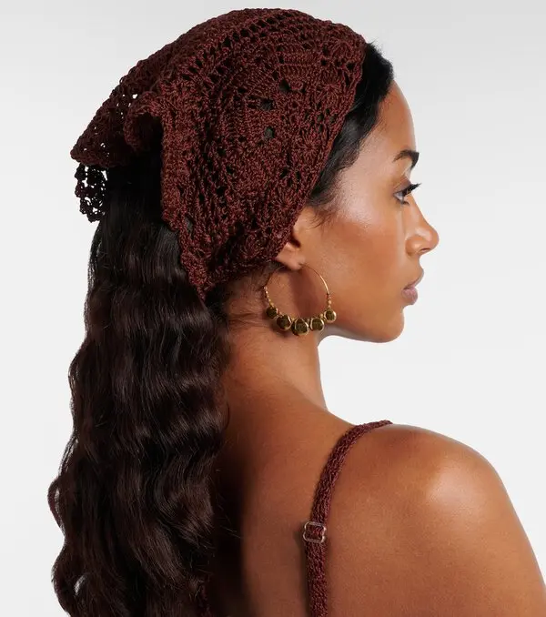 Anna Kosturova Crochet Cotton Scarf - Brown