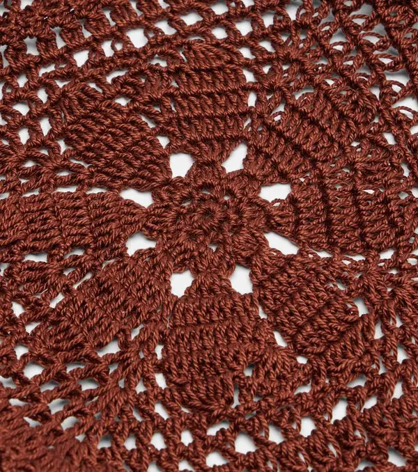Anna Kosturova Crochet Cotton Scarf - Brown