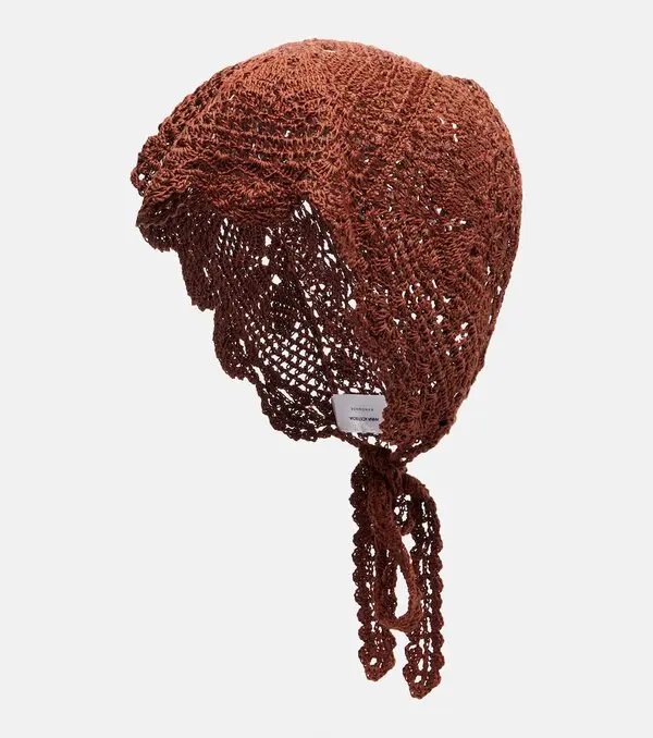 Anna Kosturova Crochet Cotton Scarf - Brown