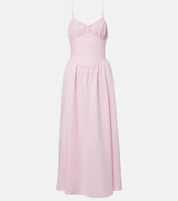 Faithfull The Brand Vares Linen Midi Dress - Pink