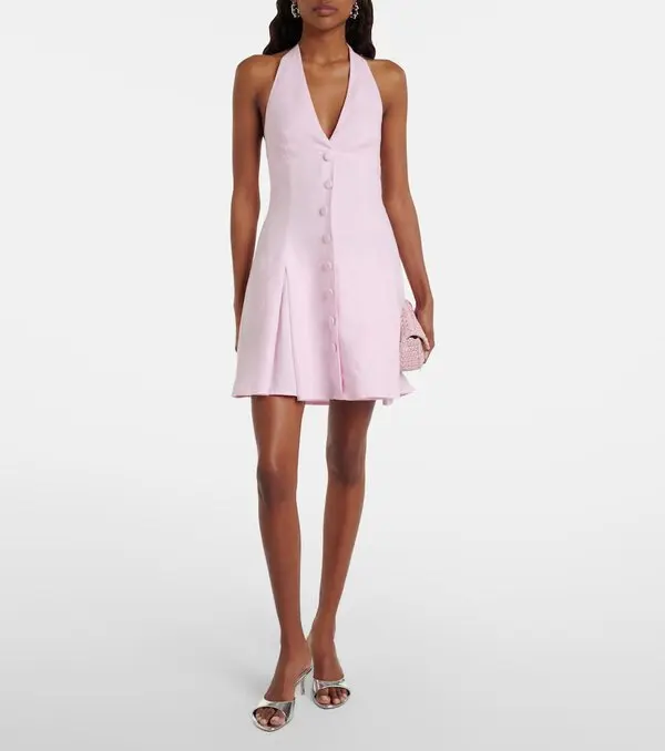 white halter neck short dress Dev Satin Halter Mini Dress main image 0
