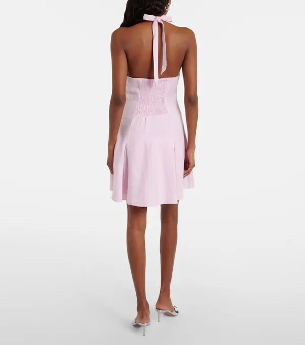 Faithfull The Brand Murano Halterneck Linen Minidress