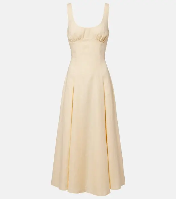 Faithfull The Brand Esme Linen Midi Dress - Yellow