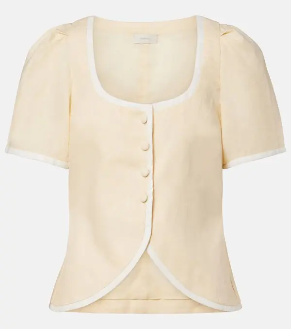Faithfull The Brand Madeleine Belted Linen Top - Beige