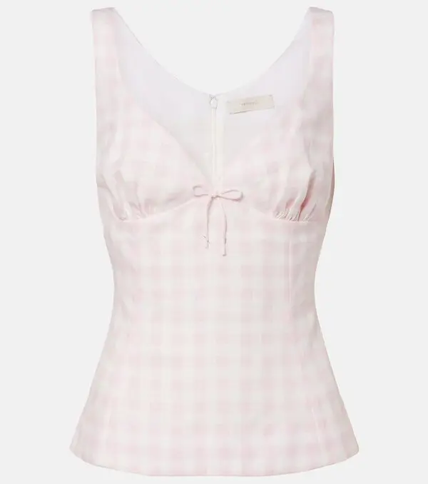 Faithfull The Brand Maturba Gingham Linen Top - Pink