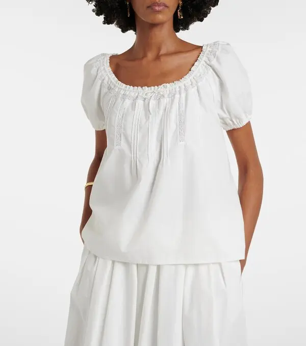 Faithfull The Brand Galle Lace-trimmed Cotton Top