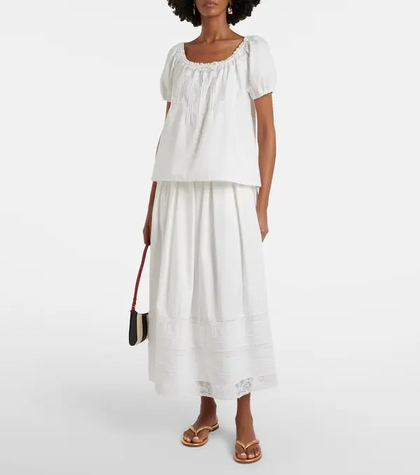 Faithfull The Brand Galle Lace-trimmed Cotton Top