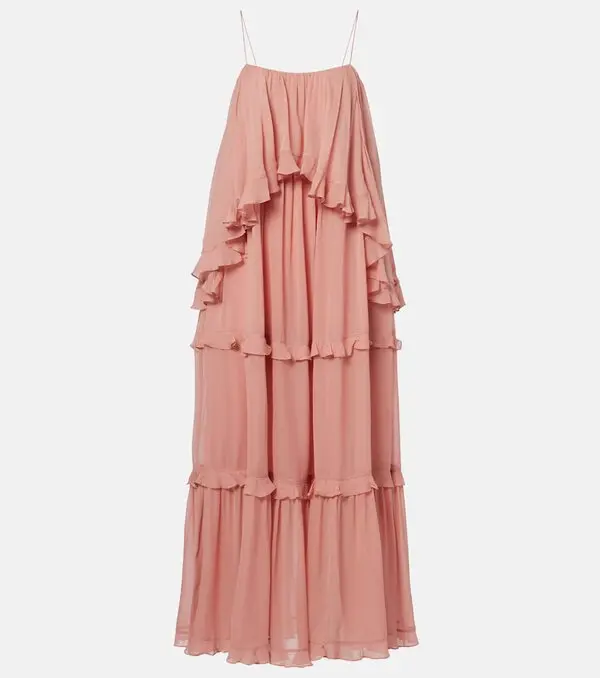 Zimmermann Luna Ruffled Tiered Maxi Dress - Pink
