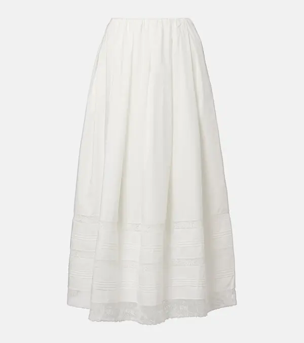 Faithfull The Brand Lyon Lace-trimmed Cotton Maxi Skirt - White