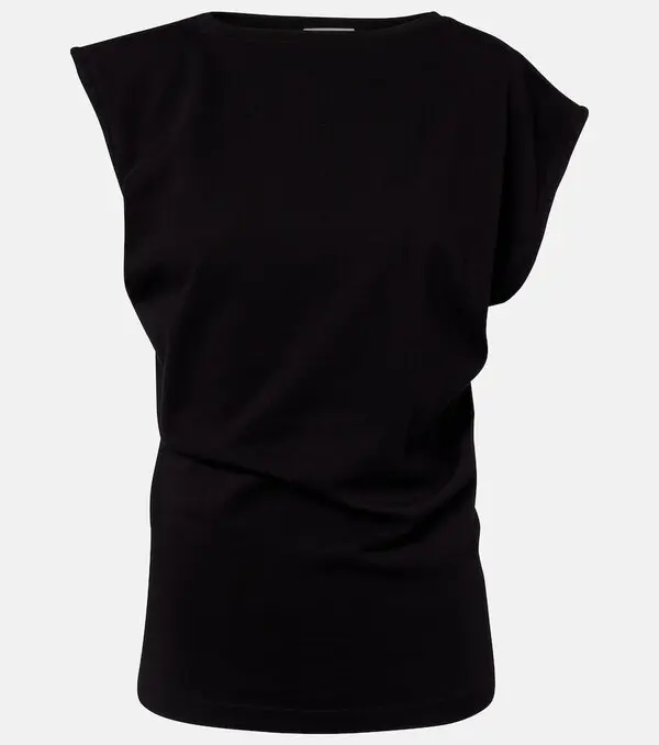AGOLDE Beth Asymmetric Cotton Jersey T-shirt - Black