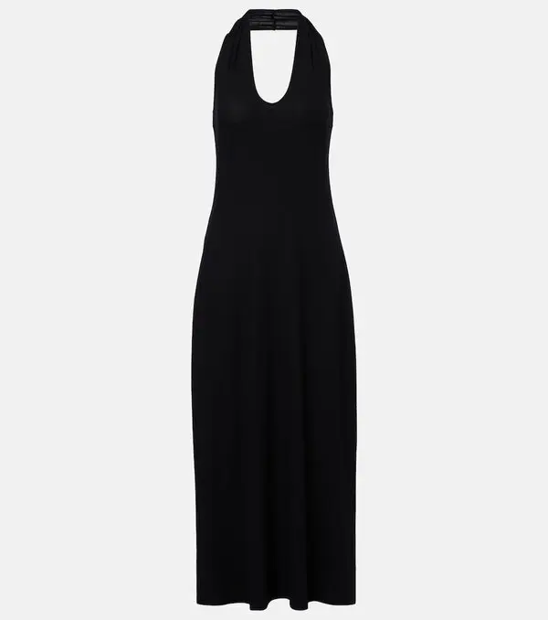 LESET Lauren Halterneck Jersey Maxi Dress - Black