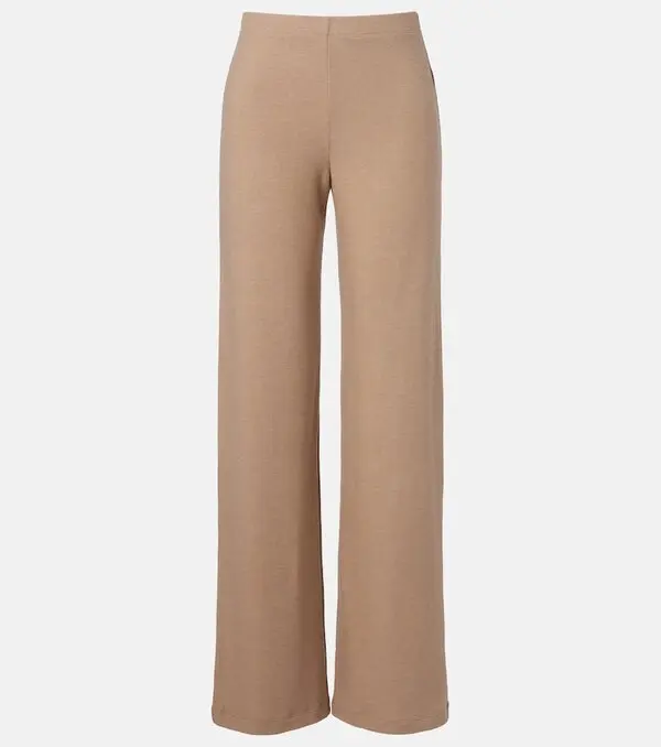 LESET Lauren Jersey Wide-leg Pants - Beige