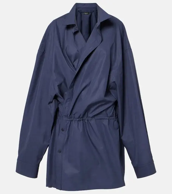 Balenciaga Cotton Poplin Shirt Dress - Blue