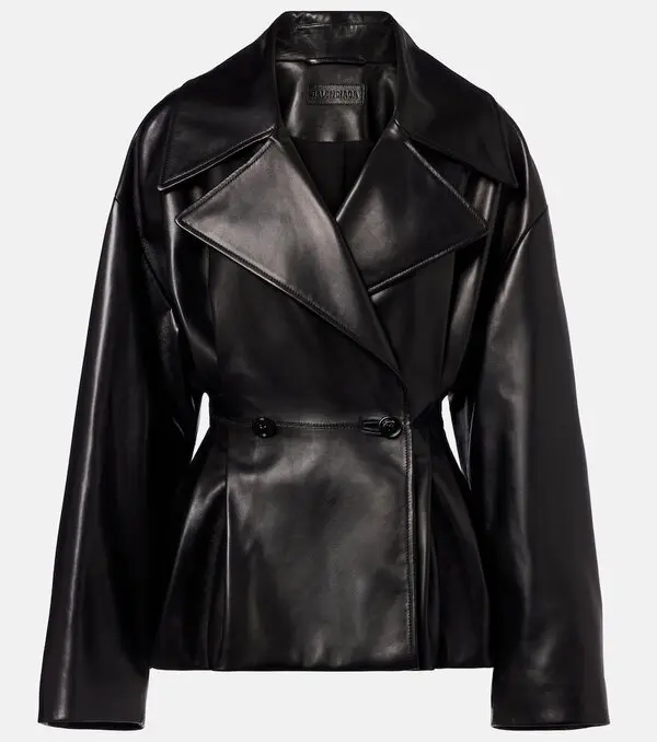 Balenciaga Double-breasted Leather Jacket - Black