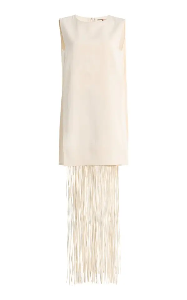 Alexis Mackenzie Convertible Fringed Woven Mini Dress - White