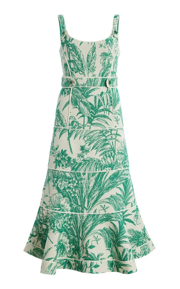 Alexis Kayleen Printed Twill Midi Dress - Green