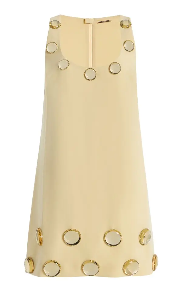 Alexis Aravine Jeweled Crepe Mini Dress - Yellow