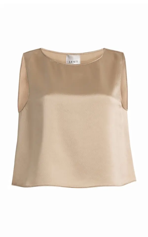 LESET Barb Satin Crop Top - Bronze