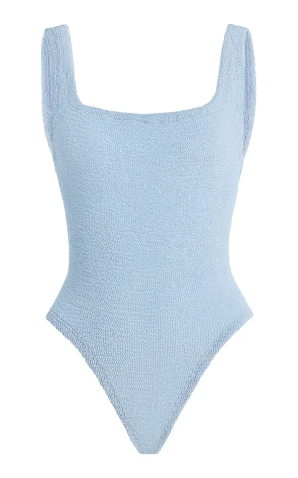 Hunza G Square Neck One-piece Swimsuit - Blue
