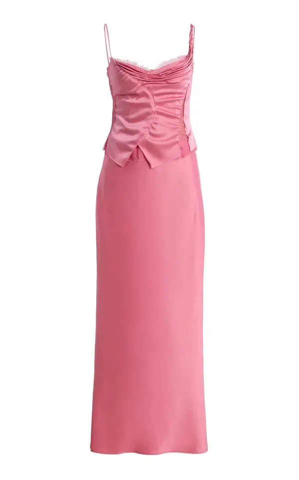 Alejandra Alonso Rojas Hand-draped Bustier Midi Dress - Pink