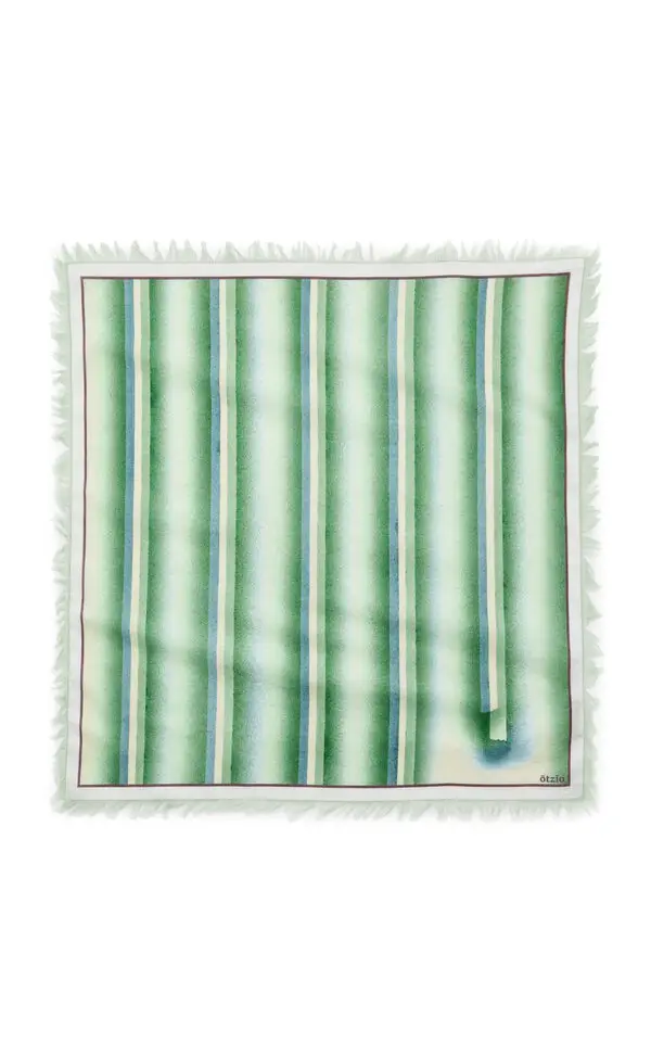 OTZIO Spray Fringed Cotton Voile Scarf - Green