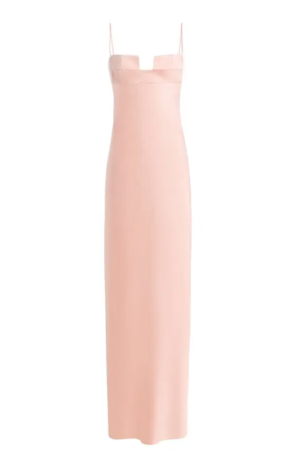 Bevza Satin Maxi Dress - Pink