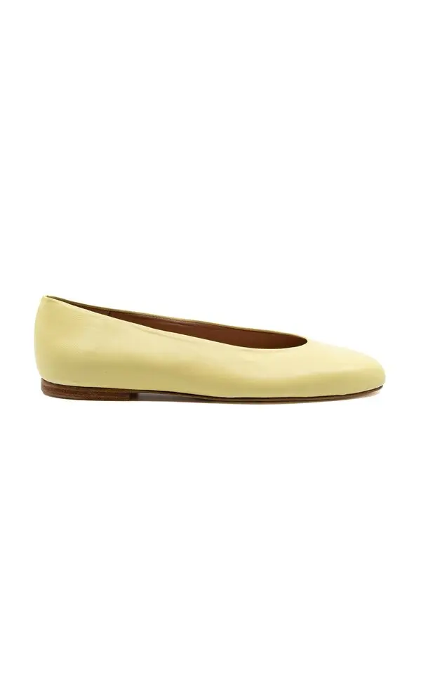 ANDREA GOMEZ Dalia Leather Ballet Flats - Yellow