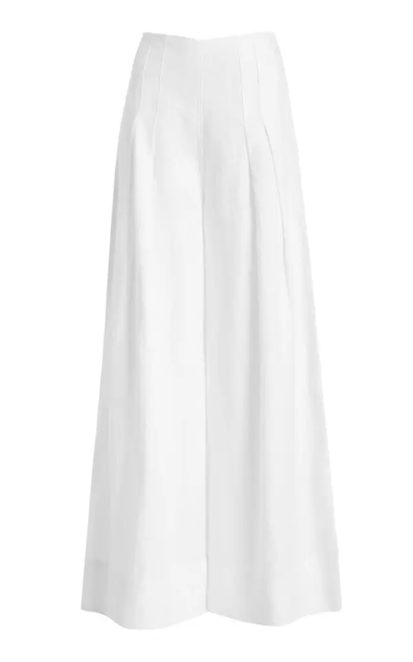 Citizens Of Humanity Riviera Pleated Linen Cropped Palazzo Pants - White