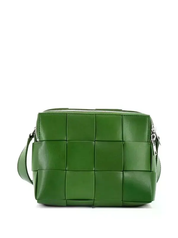 Bottega Veneta Cassette Zip Camera Maxi Intrecciato Leather Crossbody Bag - Green