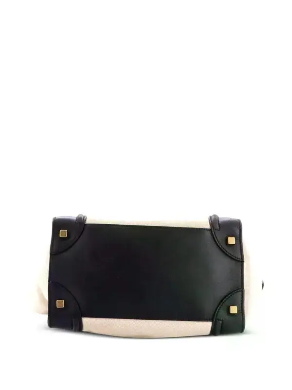 Celine Luggage Bag Canvas And Leather Mini Satchel - Black