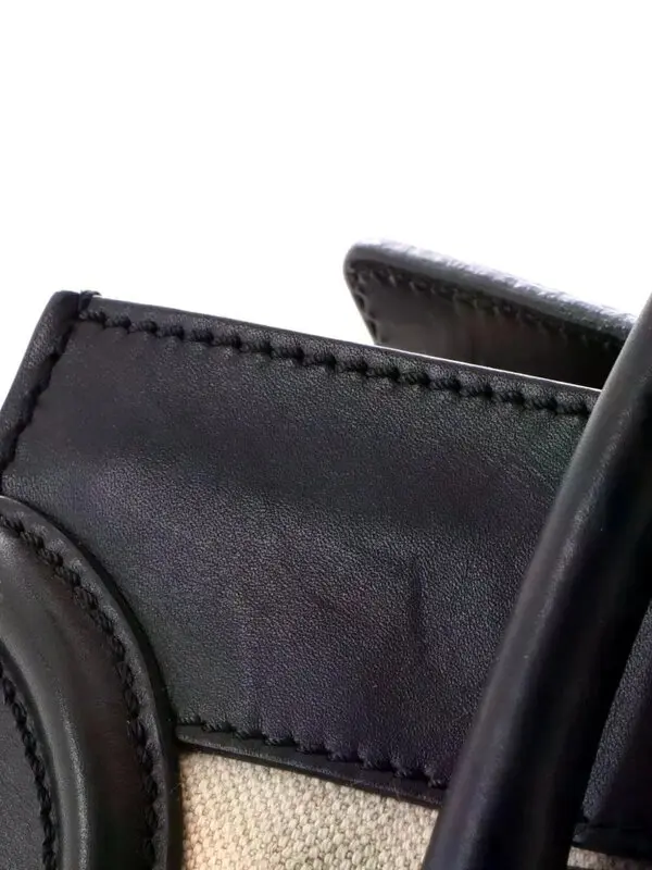 Celine Luggage Bag Canvas And Leather Mini Satchel - Black