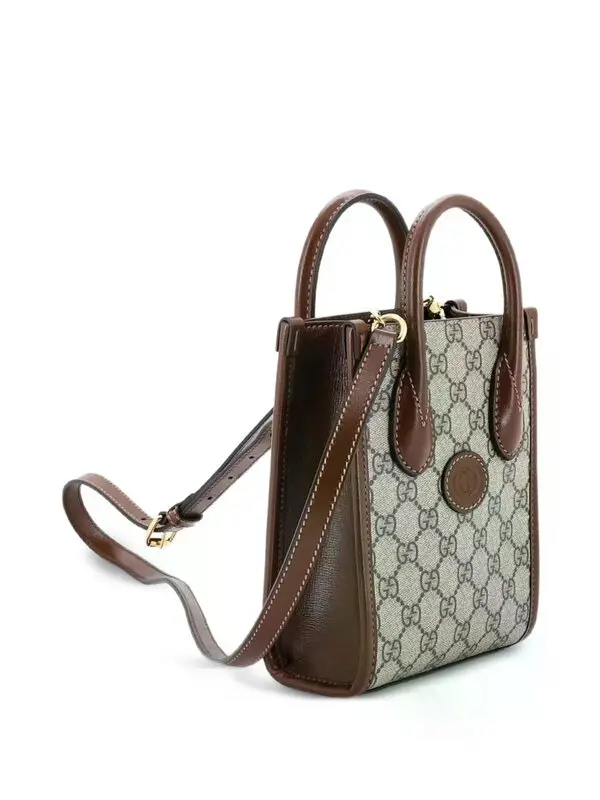 Gucci Interlocking G Patch Gg Coated Canvas Mini Satchel - Brown
