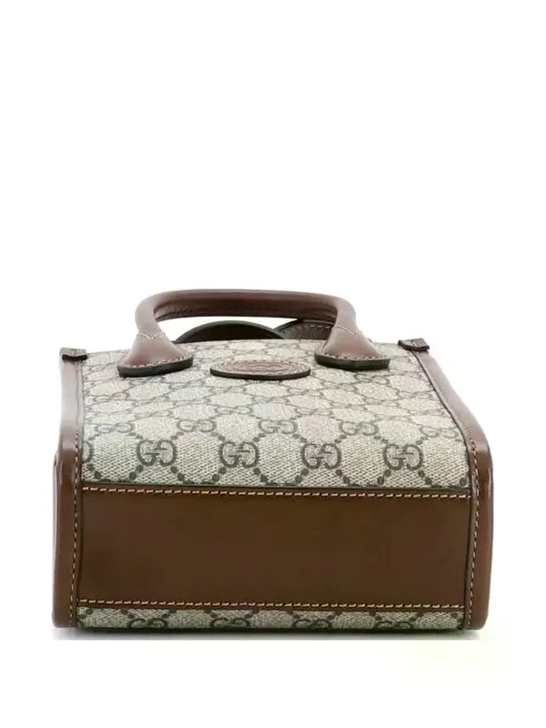 Gucci Interlocking G Patch Gg Coated Canvas Mini Satchel - Brown