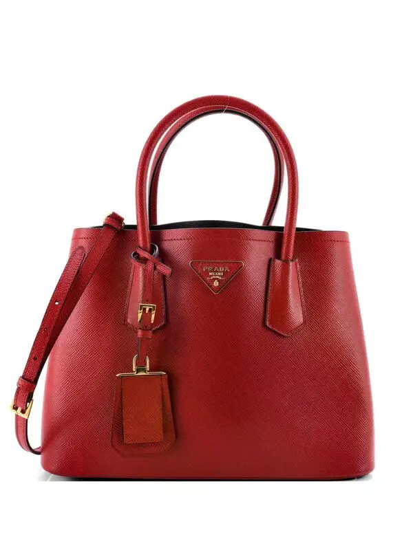 Prada Cuir Double Saffiano Leather Medium Tote - Red