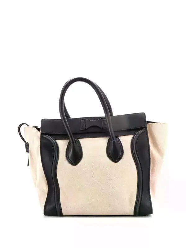 Celine Luggage Bag Canvas And Leather Mini Satchel - Black