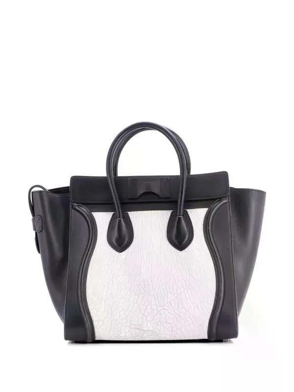 Celine Bicolor Luggage Leather Mini Satchel - Black